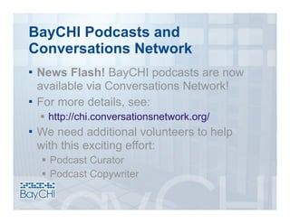 2009_10 BayCHI Welcome Slides | PDF