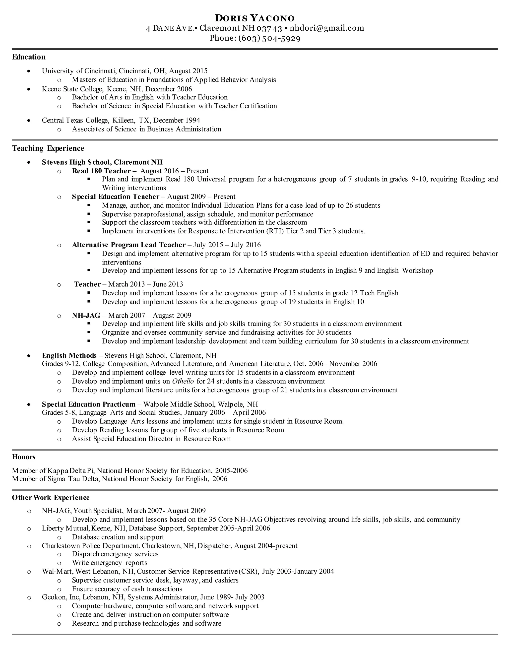 Yacono Resume | DOCX