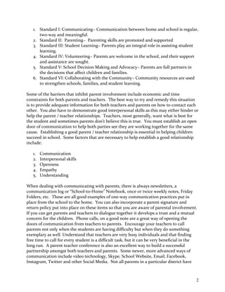 Parent Teacher Communication | DOC | Parenting Children Aged 4-11 ...