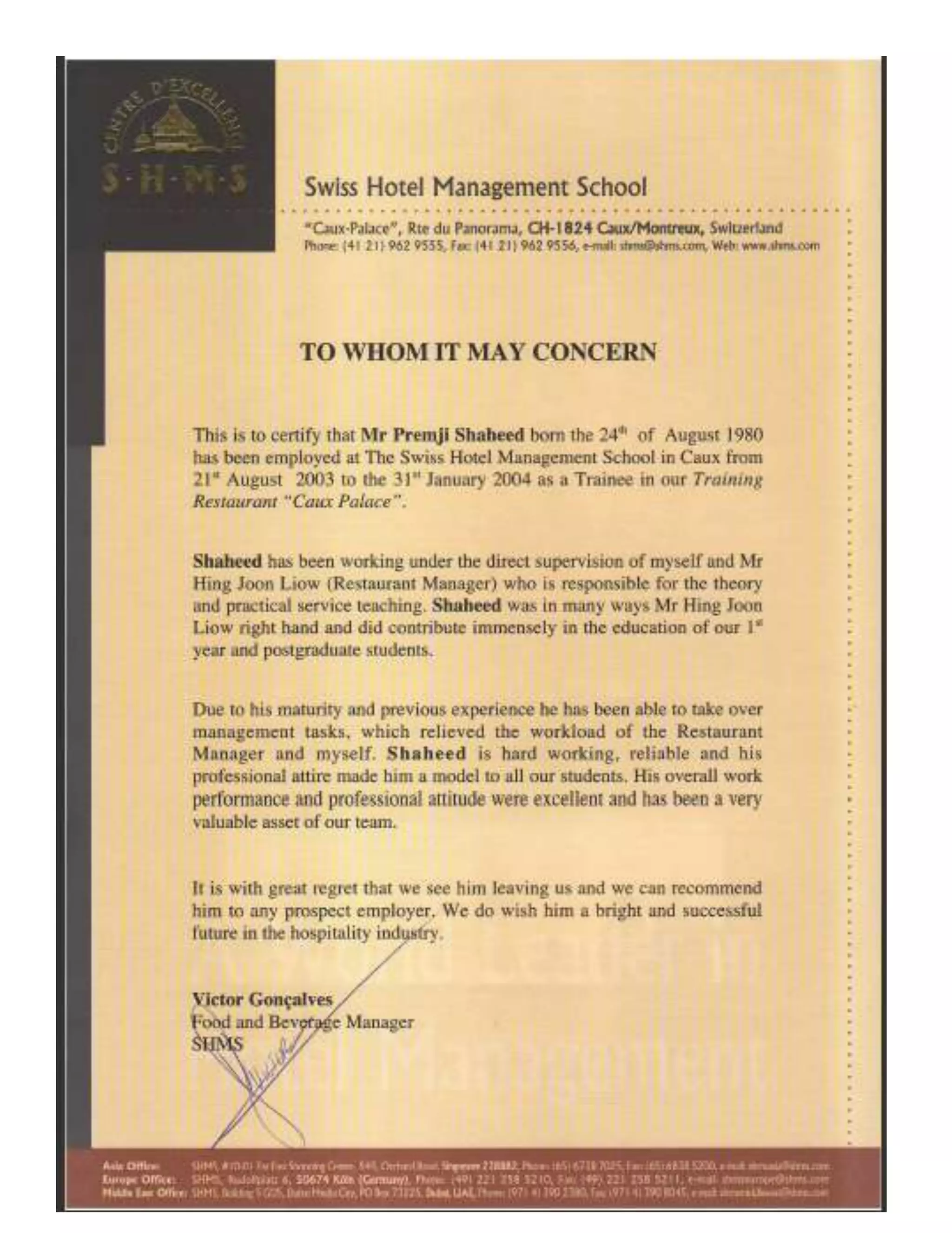 SHMS Caux Palace | PDF