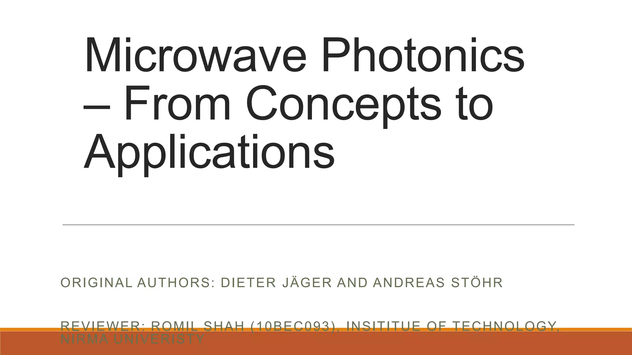 Microwave Photonics | PPTX