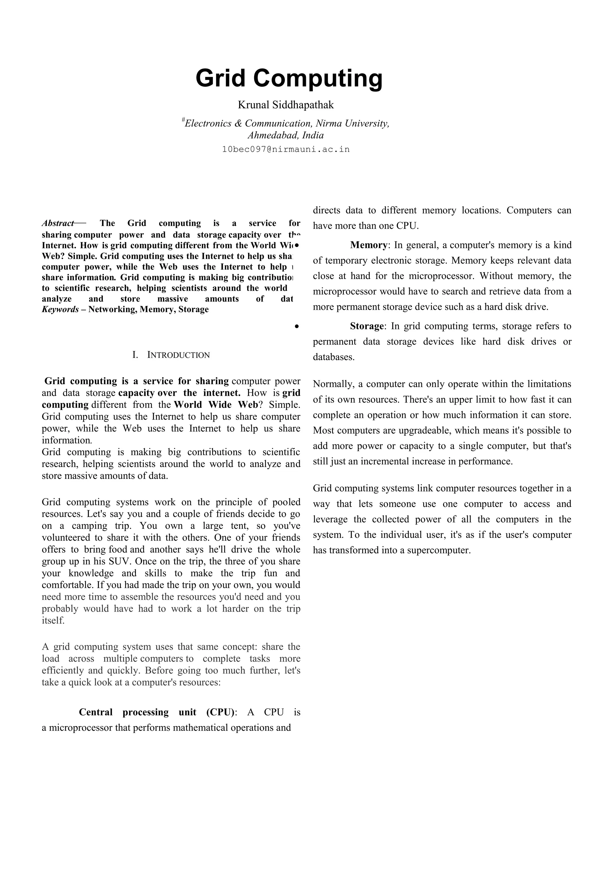 Grid computing | PDF | Computing | Technology & Computing