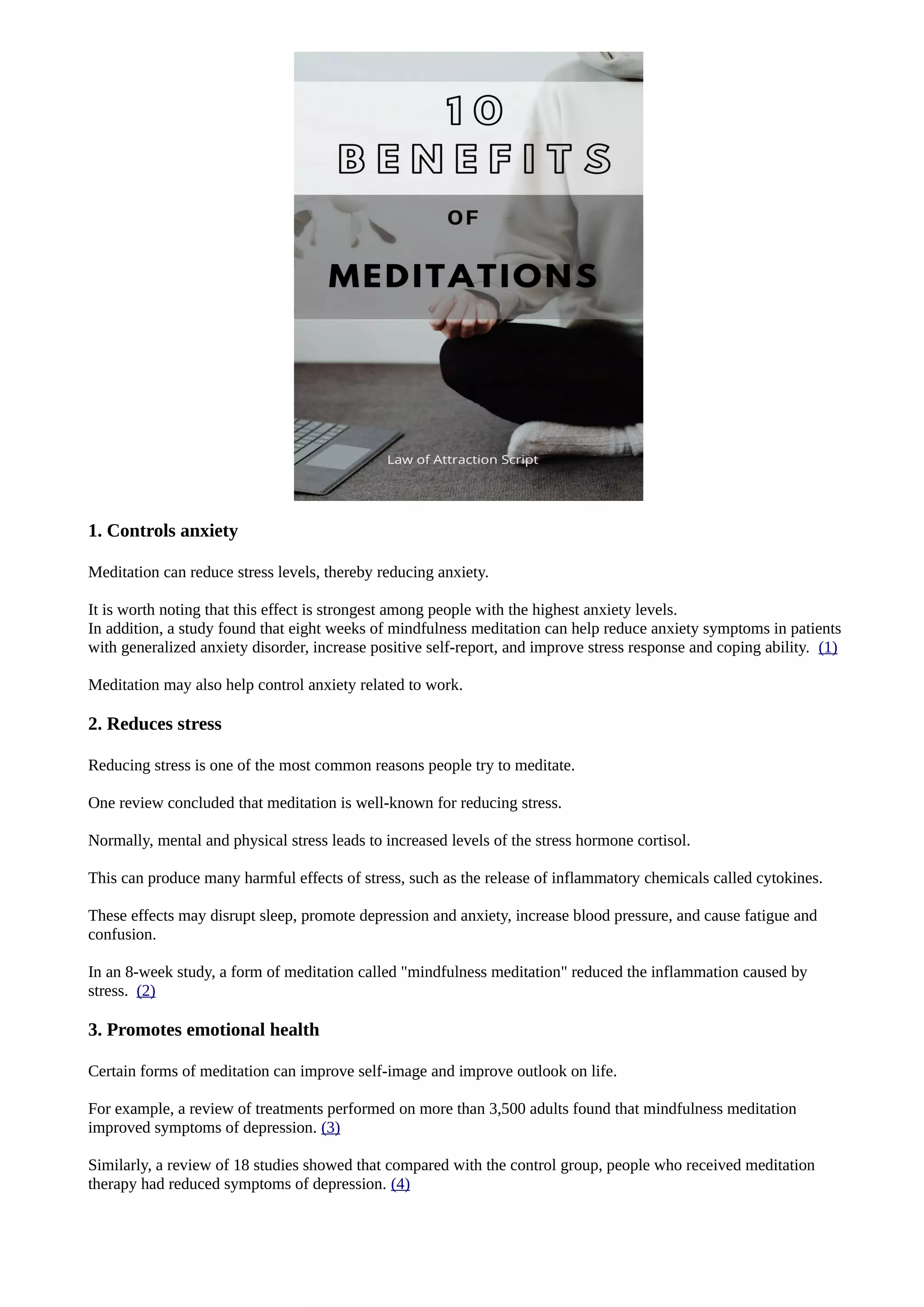 10 benefits of meditations | PDF