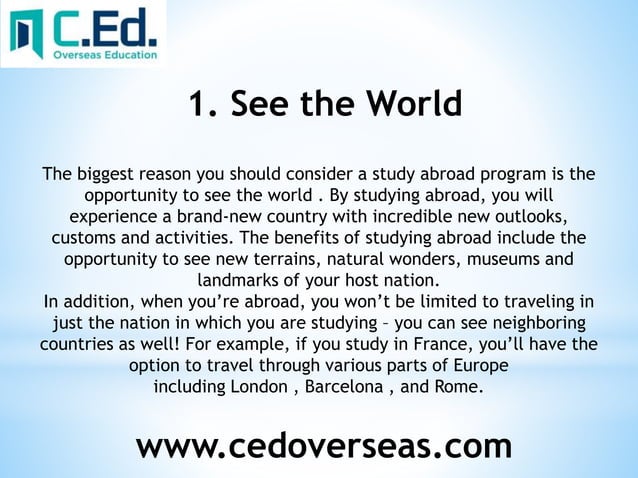10 benefits to studying abroad | PPTX