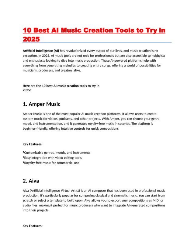 10 Best AI Music Creation Tools to Try in 2025.ppt