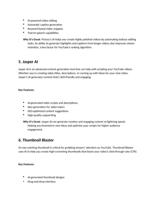 10 Best AI Tools to Grow Your YouTube Channel FAST.ppt