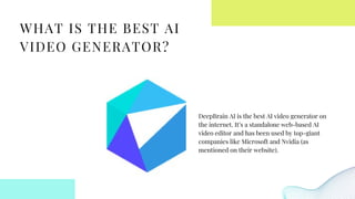 10 Best AI Video Generators In 2023 (Free & Paid) | PDF