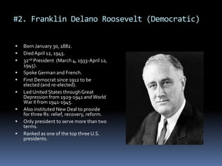 10 Best American Presidents | PPTX | Politics