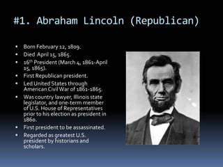 10 Best American Presidents | PPT