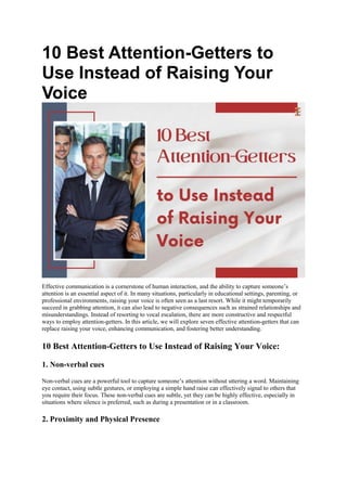 10 Best Attention-Getters to Use Instead of Raising Your Voice | Future Education Magazine | PDF