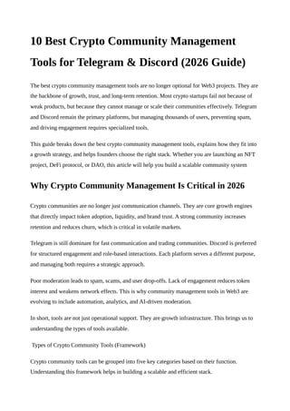 10 Best Crypto Community Management Tools for Telegram & Discord (2026 ...