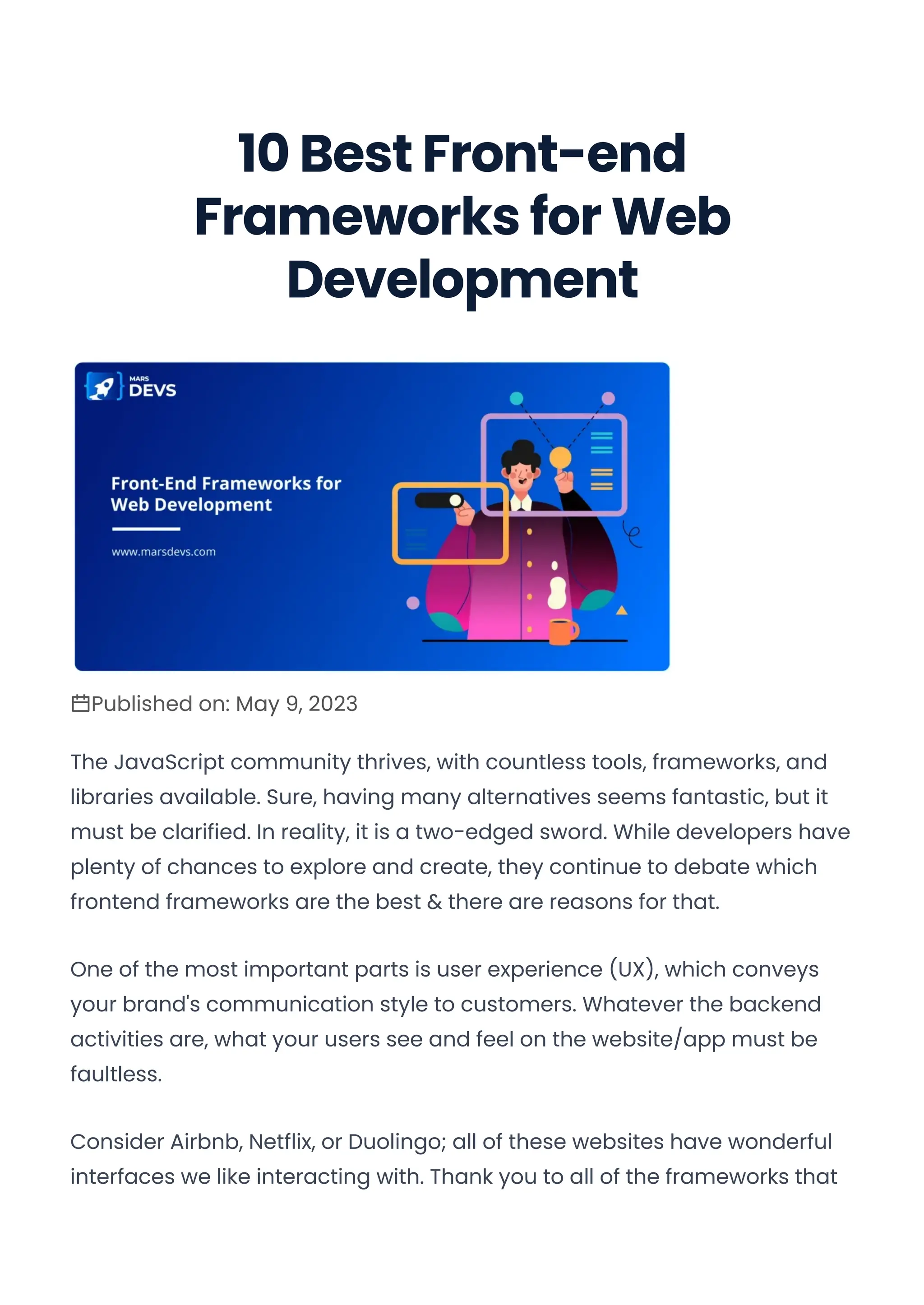 10 Best Front End Frameworks For Web Development Pdf 