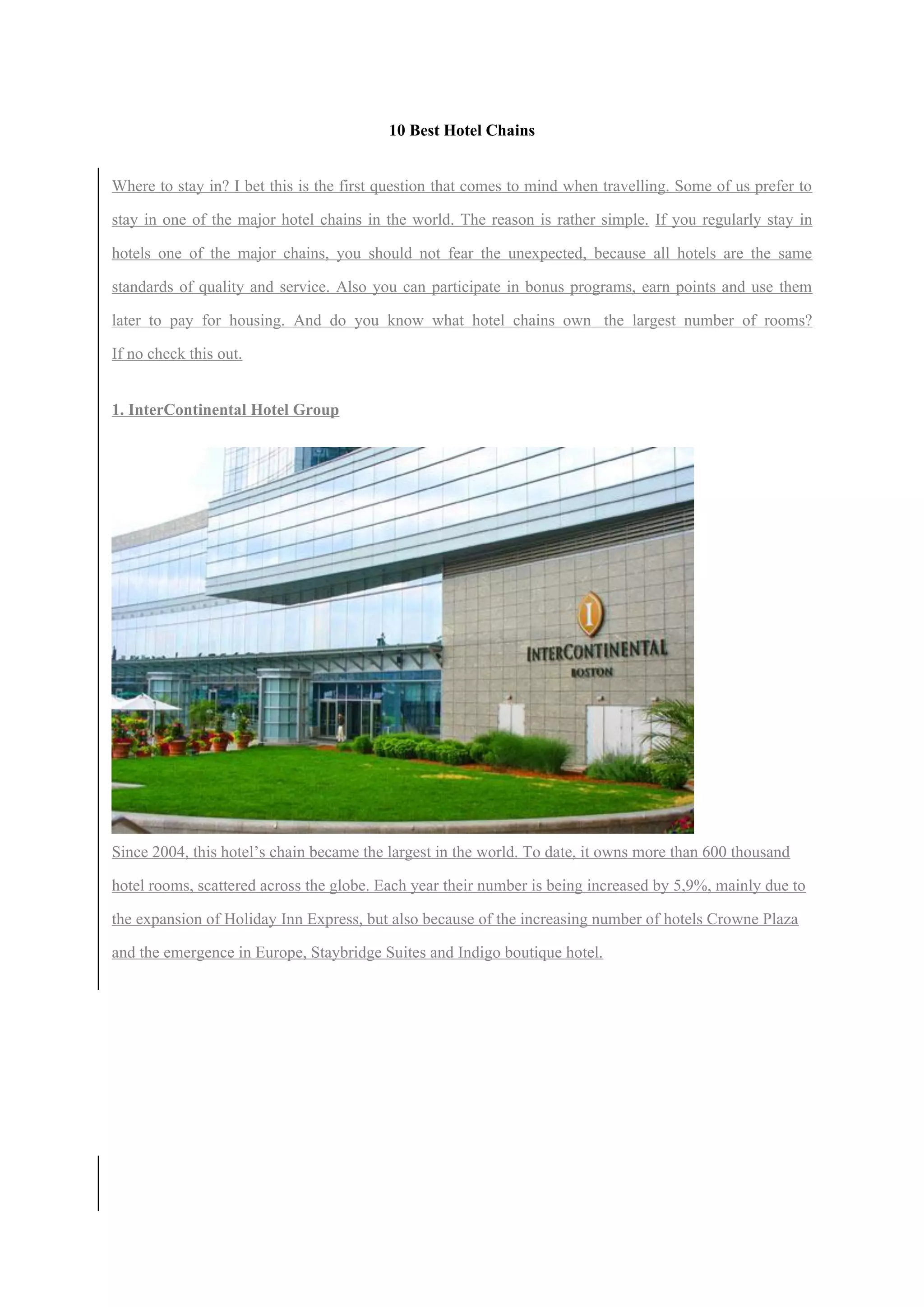 10 best hotel chains | PDF