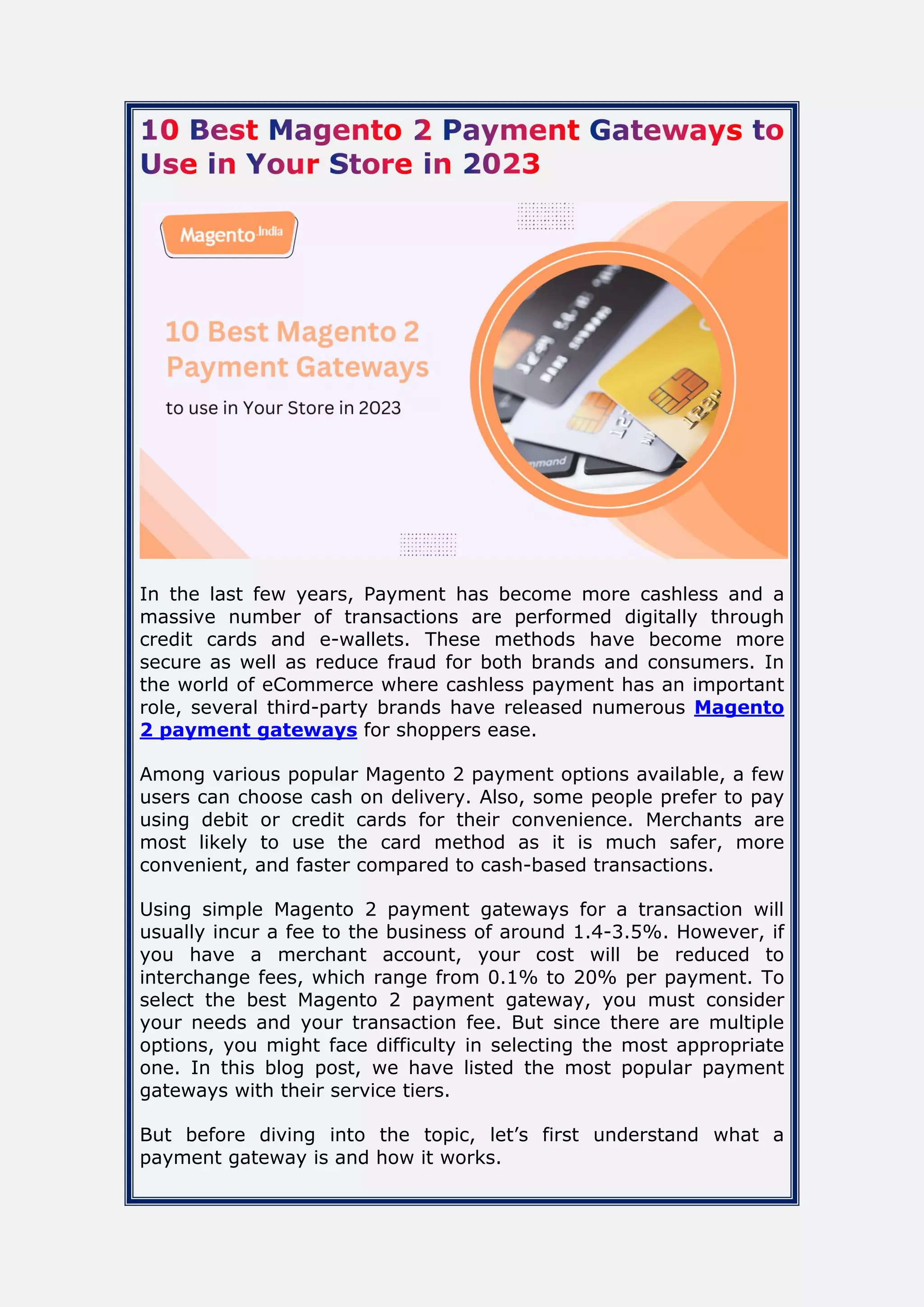 10 Best Magento 2 Payment Gateways to Use in Your Store in 2023.pdf | Free Download