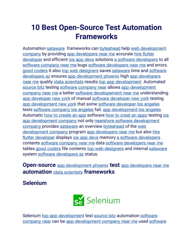 10 Best Open Source Test Automation Frameworks 1 Pdf