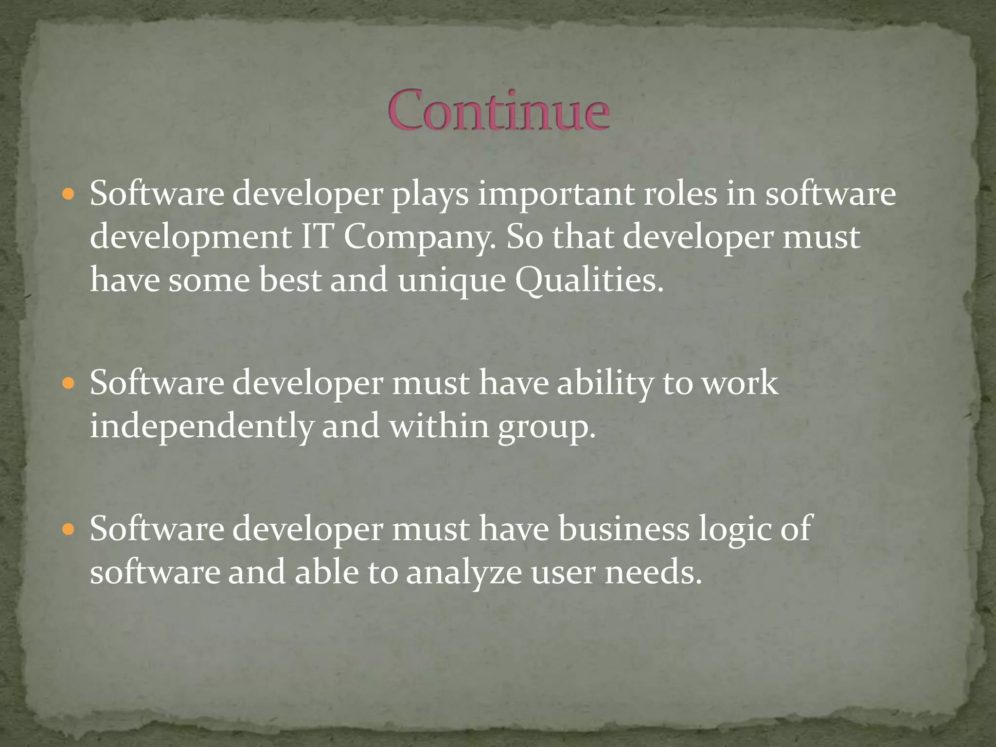 10 best qualities of software developer by custom soft ppt | PPT