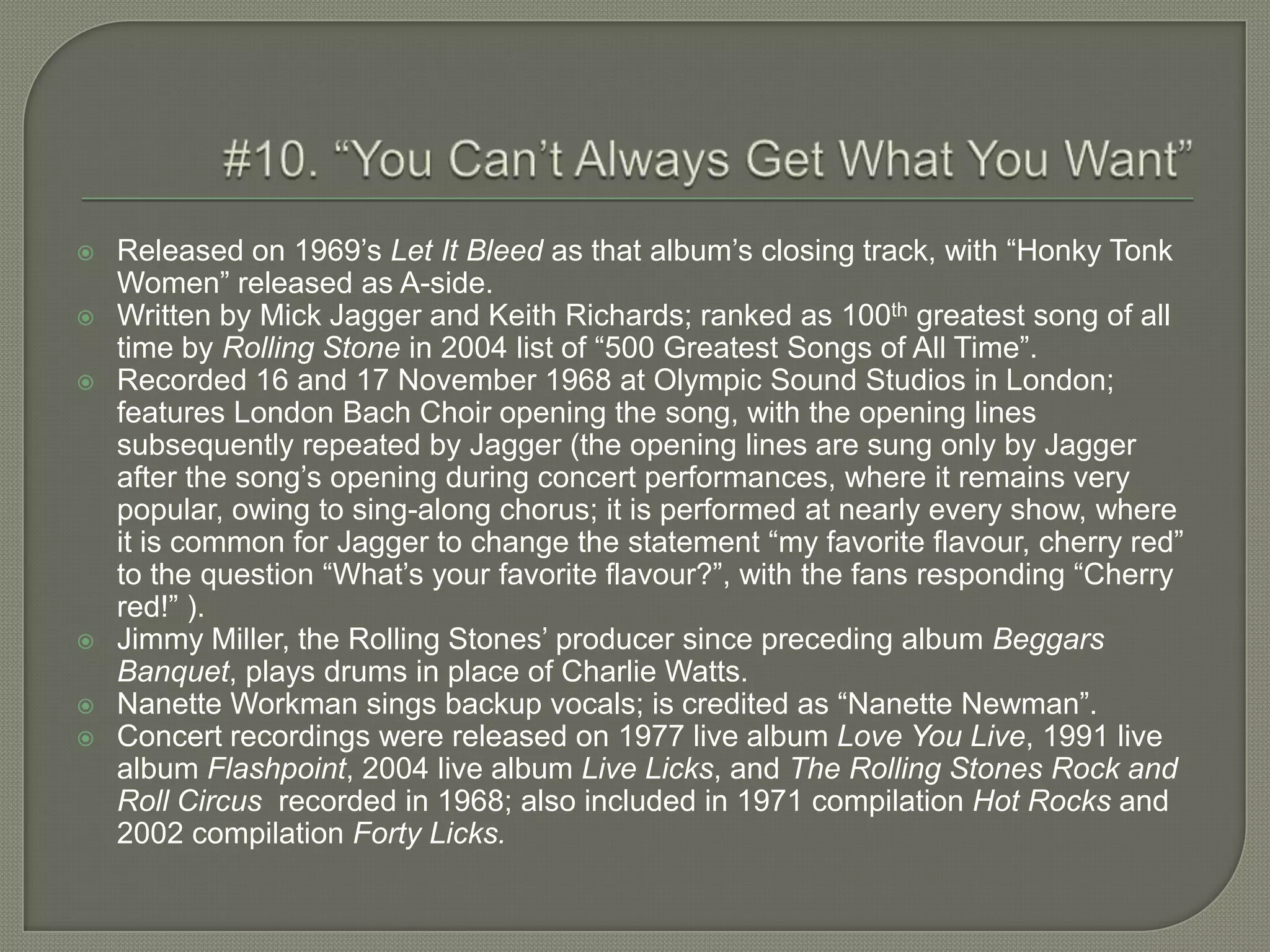 10 Best Rolling Stones Songs | PPTX