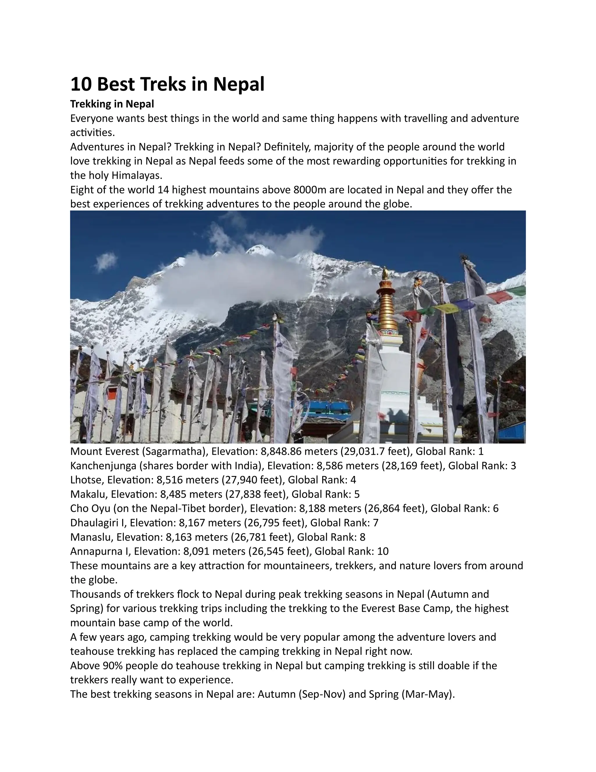 10 Best Treks in Nepal pdf | PDF