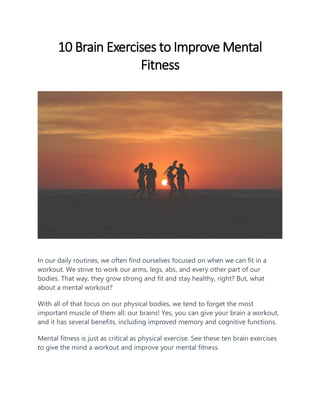 10 brain exercises to improve mental fitness | PDF