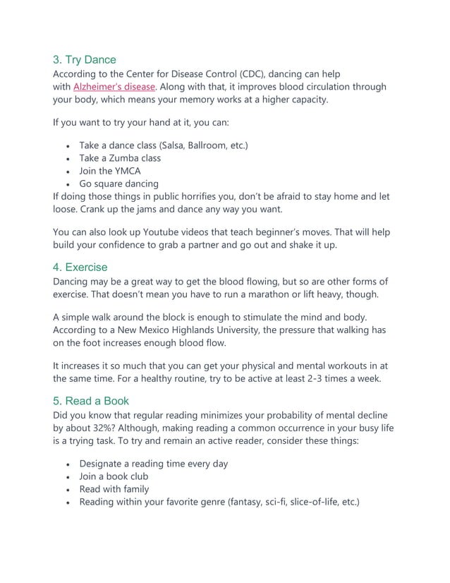 10 brain exercises to improve mental fitness | PDF