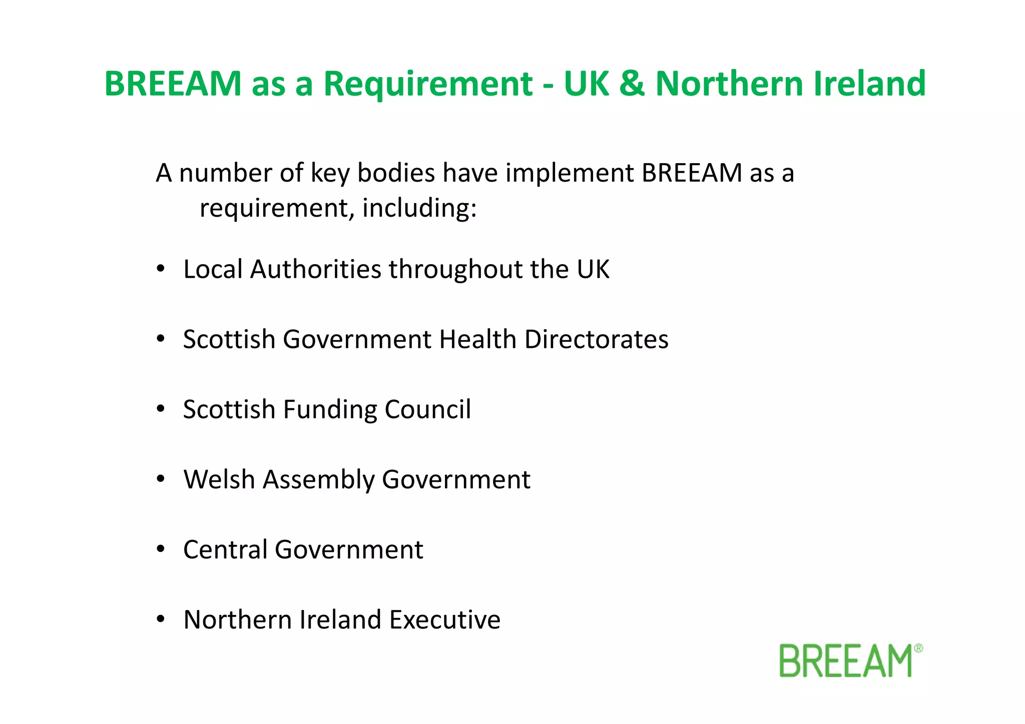 BREEAM and Environmental Assessment Methods Amanda Gallagher EASLAR | PDF