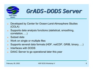 HDF and HDF-EOS Experiences and Applications | PPT