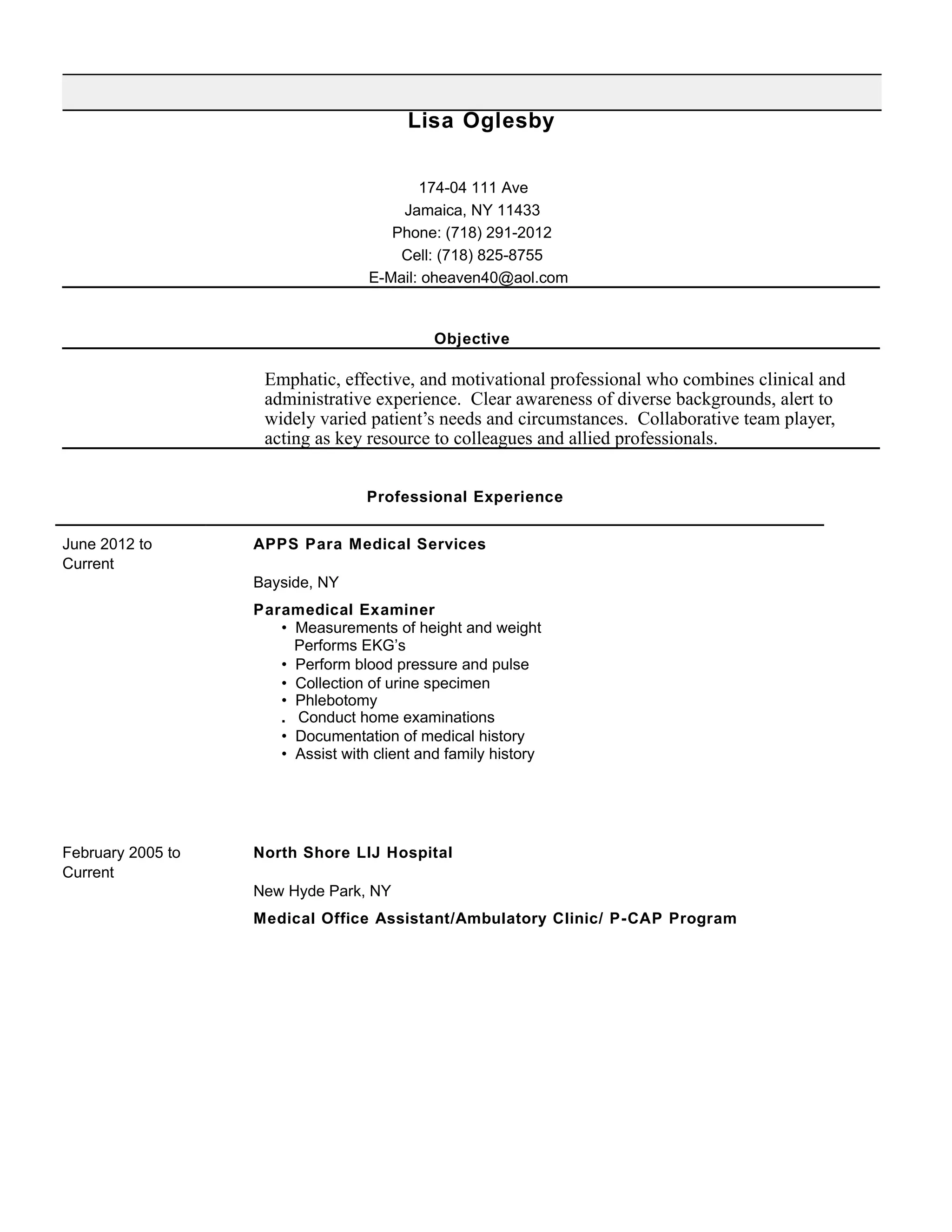 updated resume for lisa oglesby | PDF