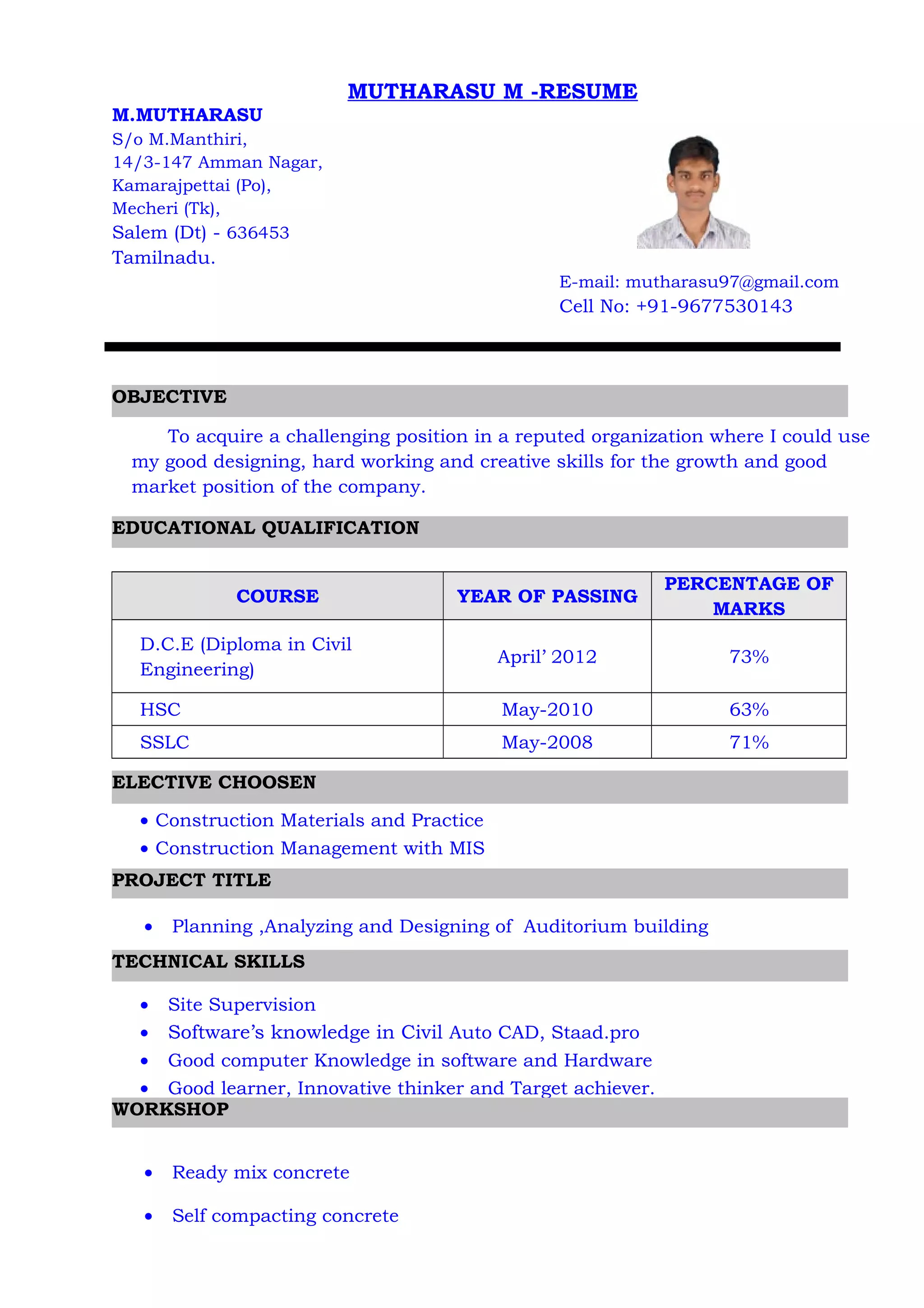 Mutharasu-Resume | DOC