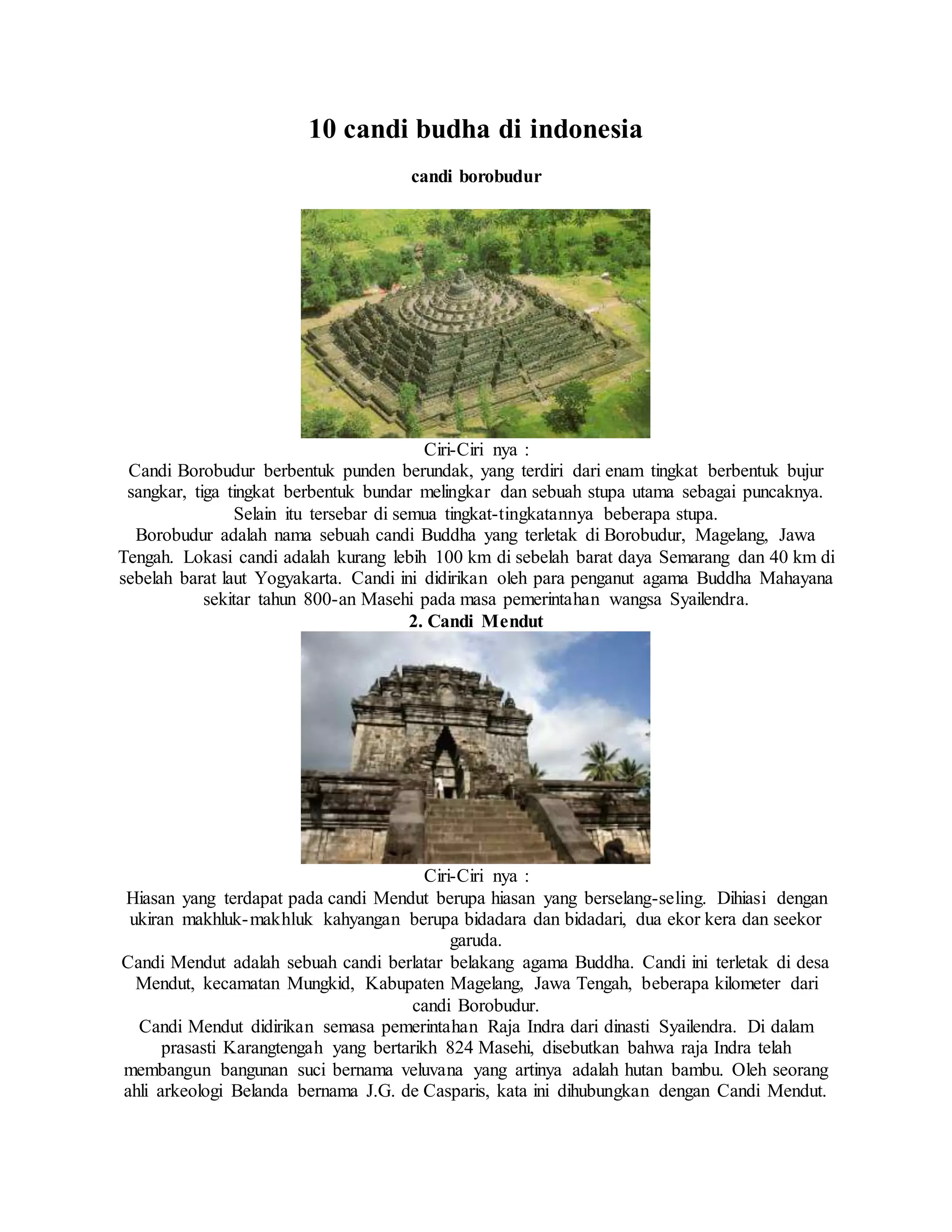 10 candi budha dan hindu di indonesia | DOCX