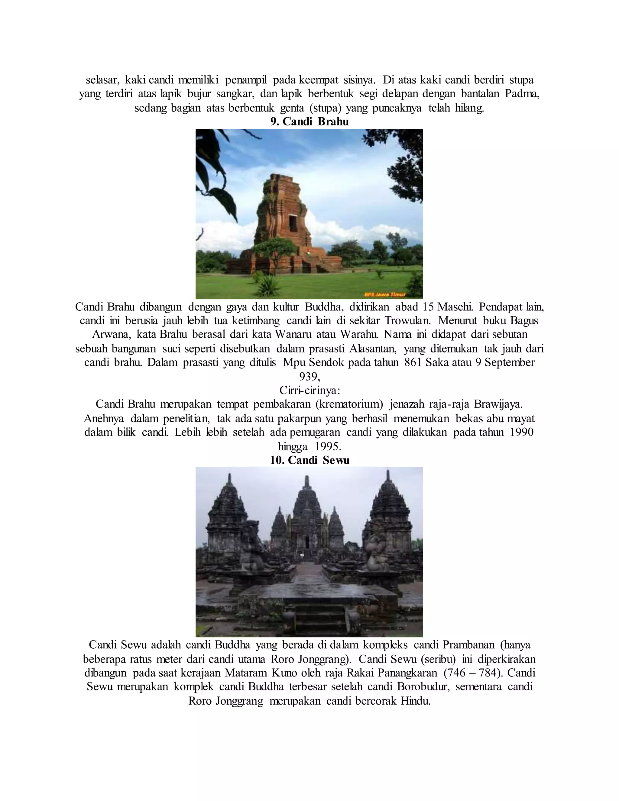 10 candi budha dan hindu di indonesia | PDF