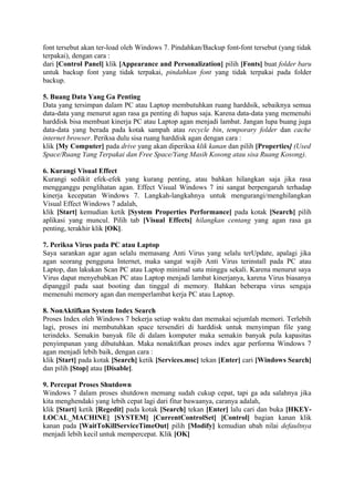 10 cara Paling Ampuh Meningkatkan Kinerja Windows 7 | PDF