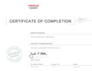 Java SE7 Fundamentals Ed2 Certificate | PPT