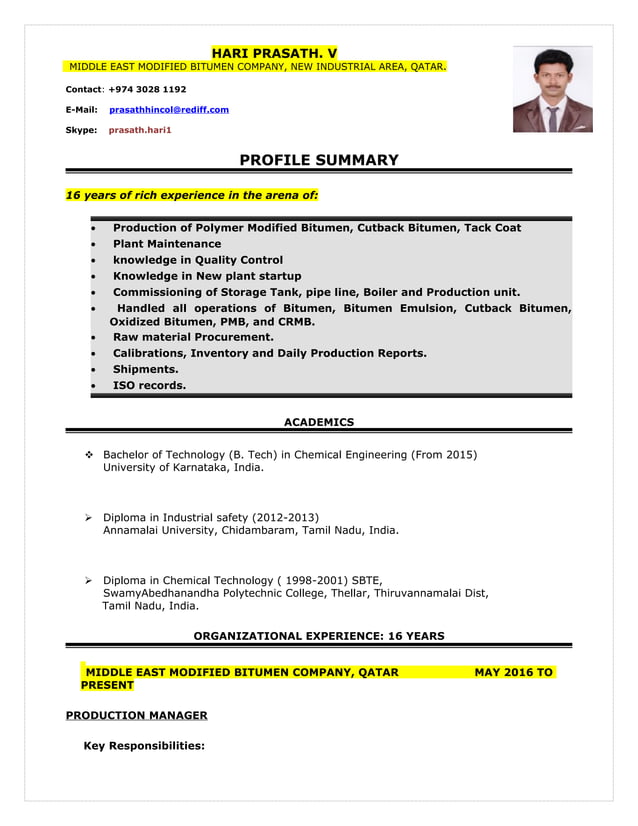 HARI RESUME 2016 | PDF