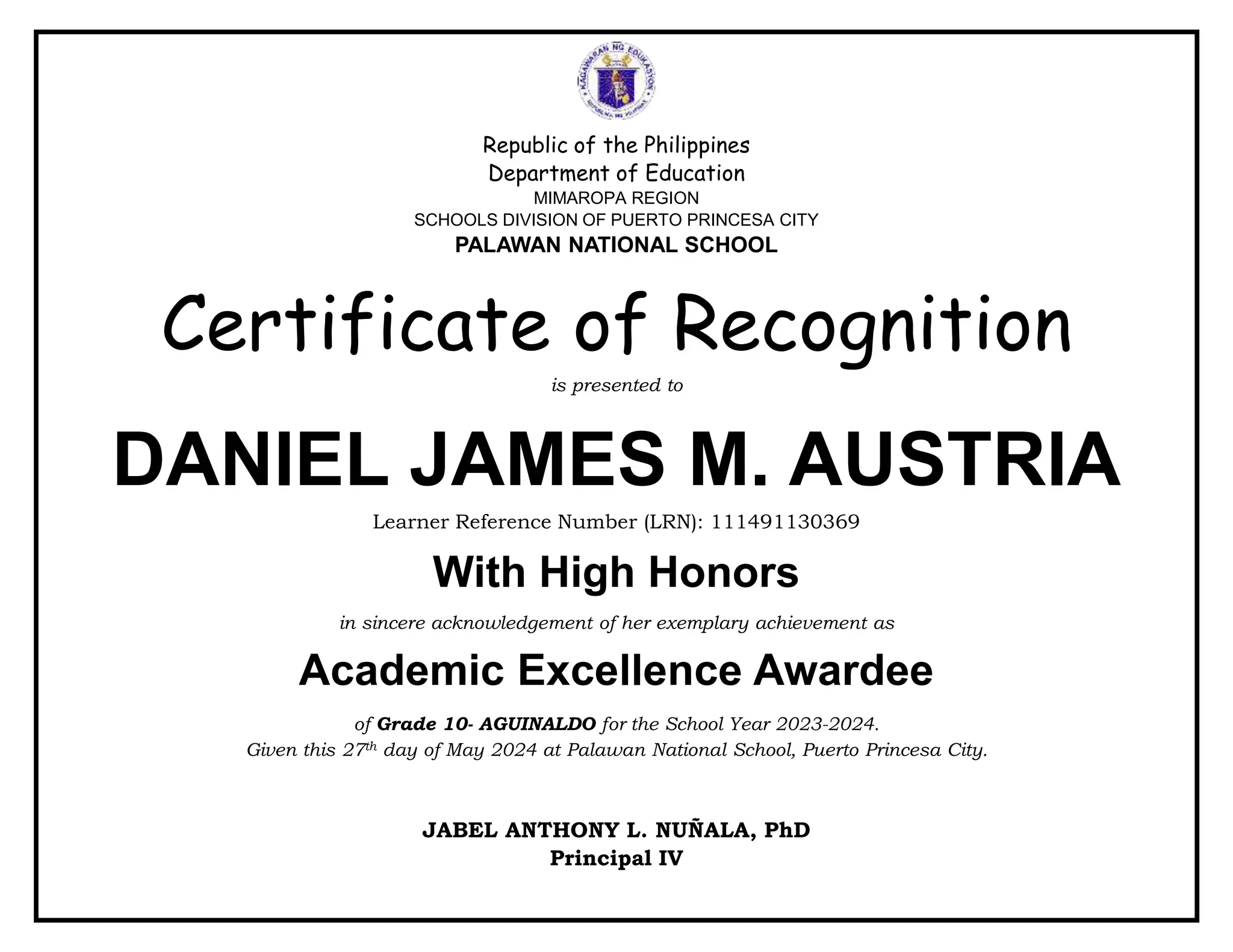 Template Certificate of Recognition in DepEd | PPTX