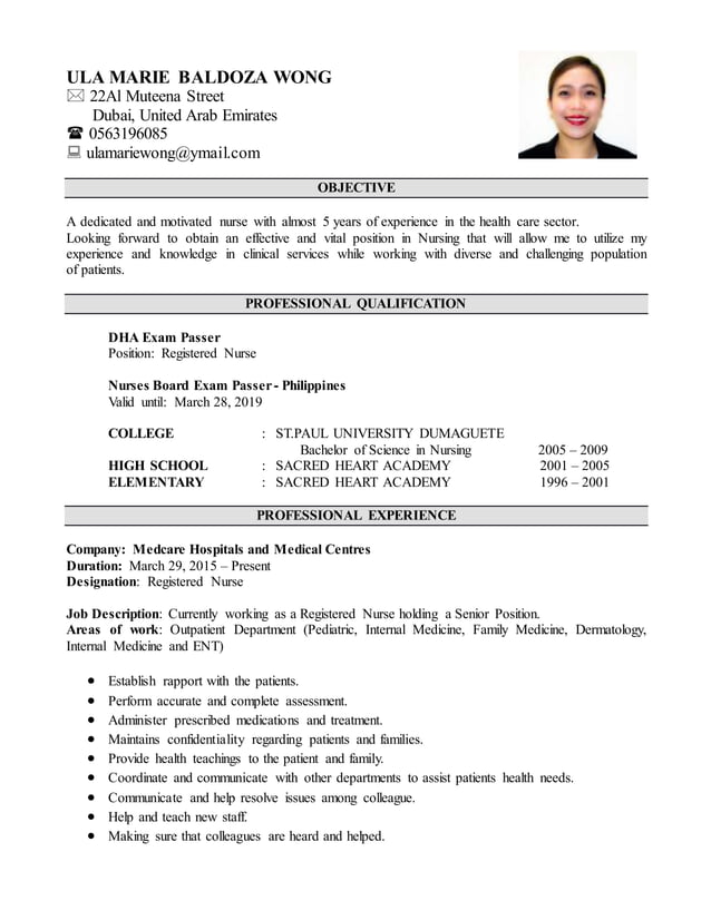 ULA MARIE WONG - CV | PDF