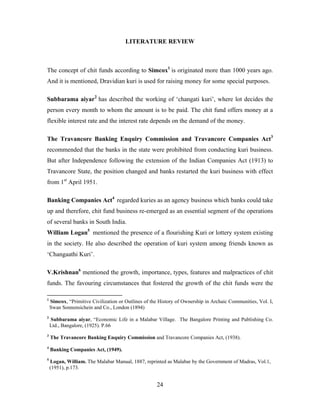 LITERATURE REVIEW CHIT FUND | PDF