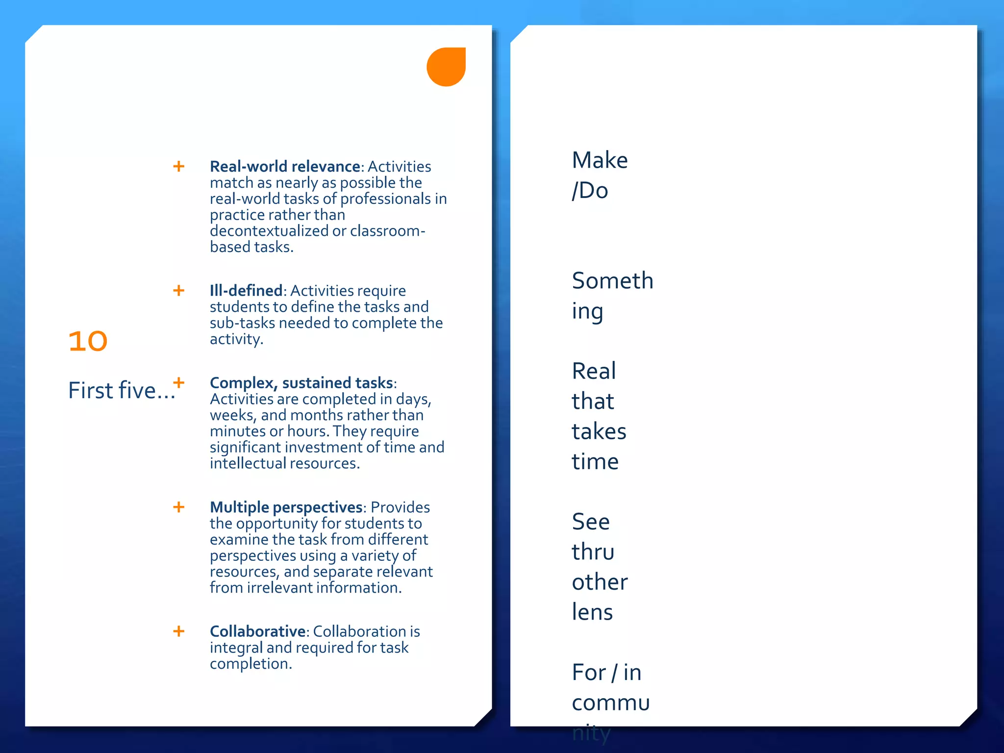 TEN characteristics of authentic learning slideshare | PPTX