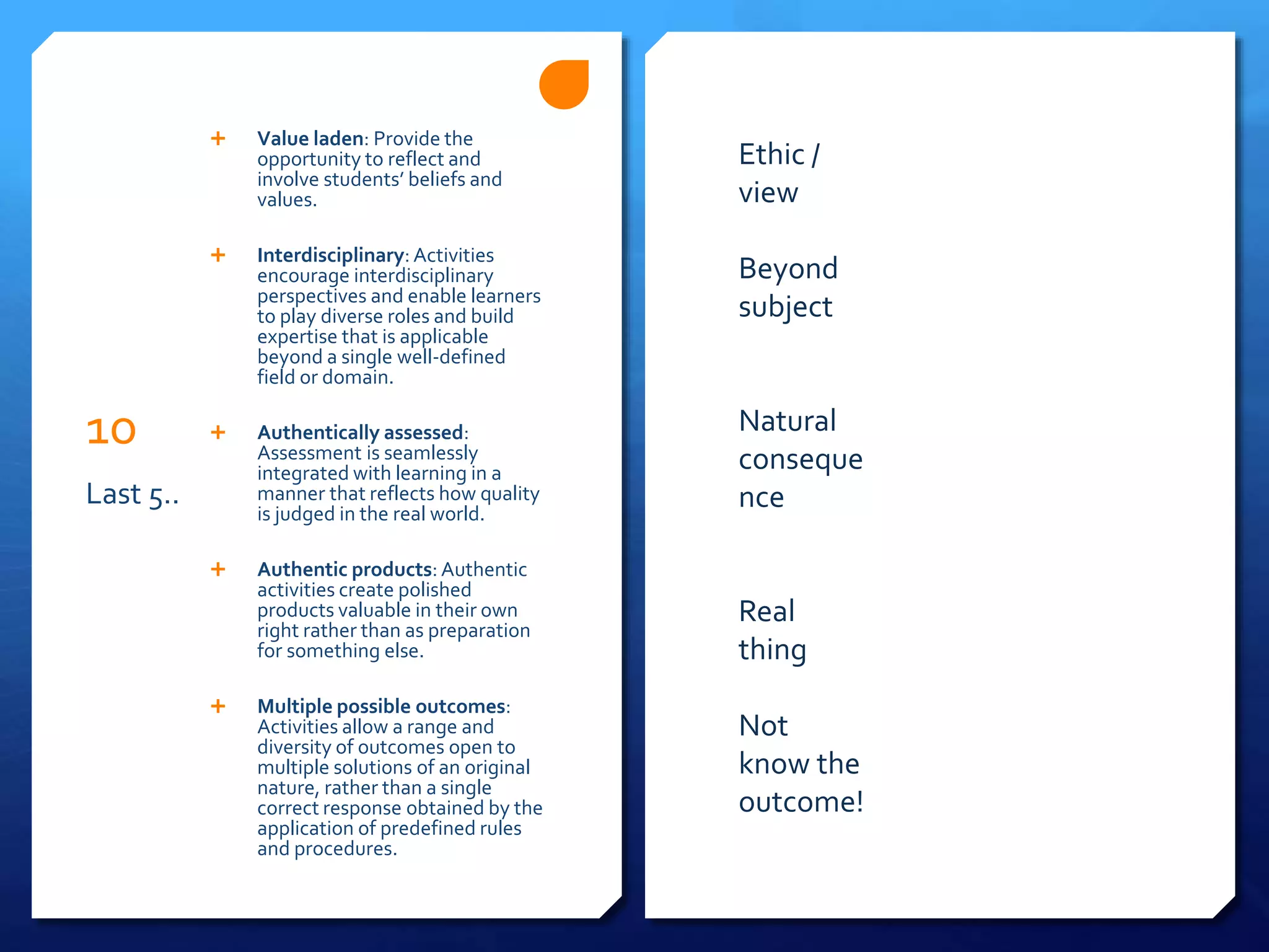 TEN characteristics of authentic learning slideshare | PPTX