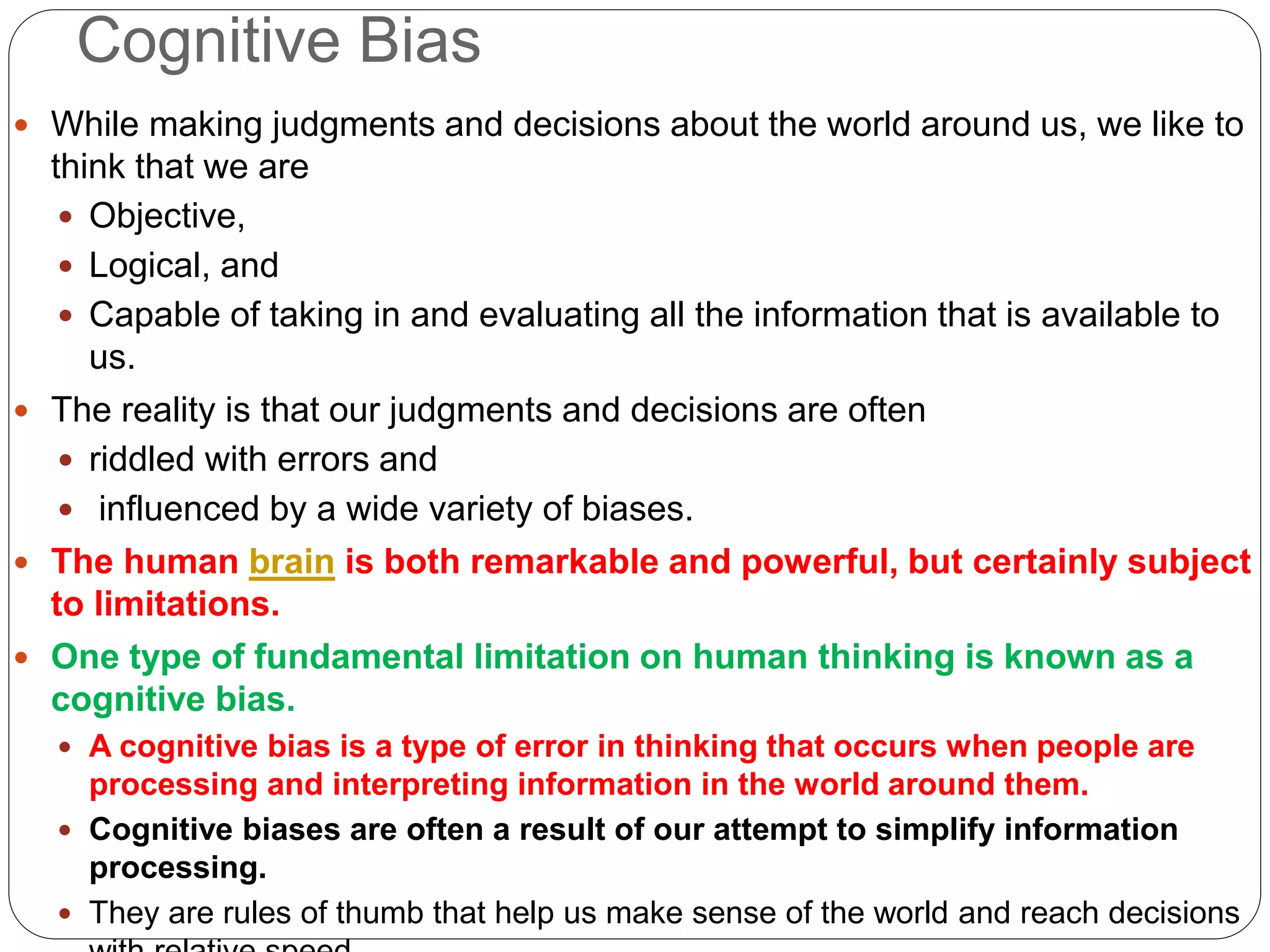 10 cognitive biases that distorts your thinking | PPTX