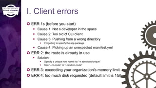 Cloud Foundry Summit 2015: 10 common errors when pushing apps to cloud foundry | PPT