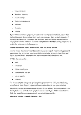 10 Common Summer Illnesses in Children: Signs To Look Out For | PDF