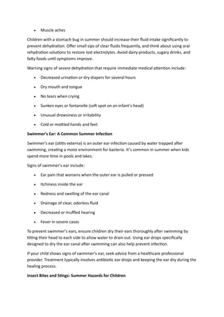 10 Common Summer Illnesses in Children: Signs To Look Out For | PDF