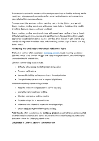 10 Common Summer Illnesses in Children: Signs To Look Out For | PDF