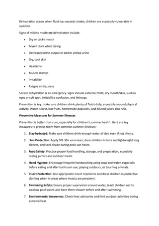 10 Common Summer Illnesses in Children: Signs To Look Out For | PDF