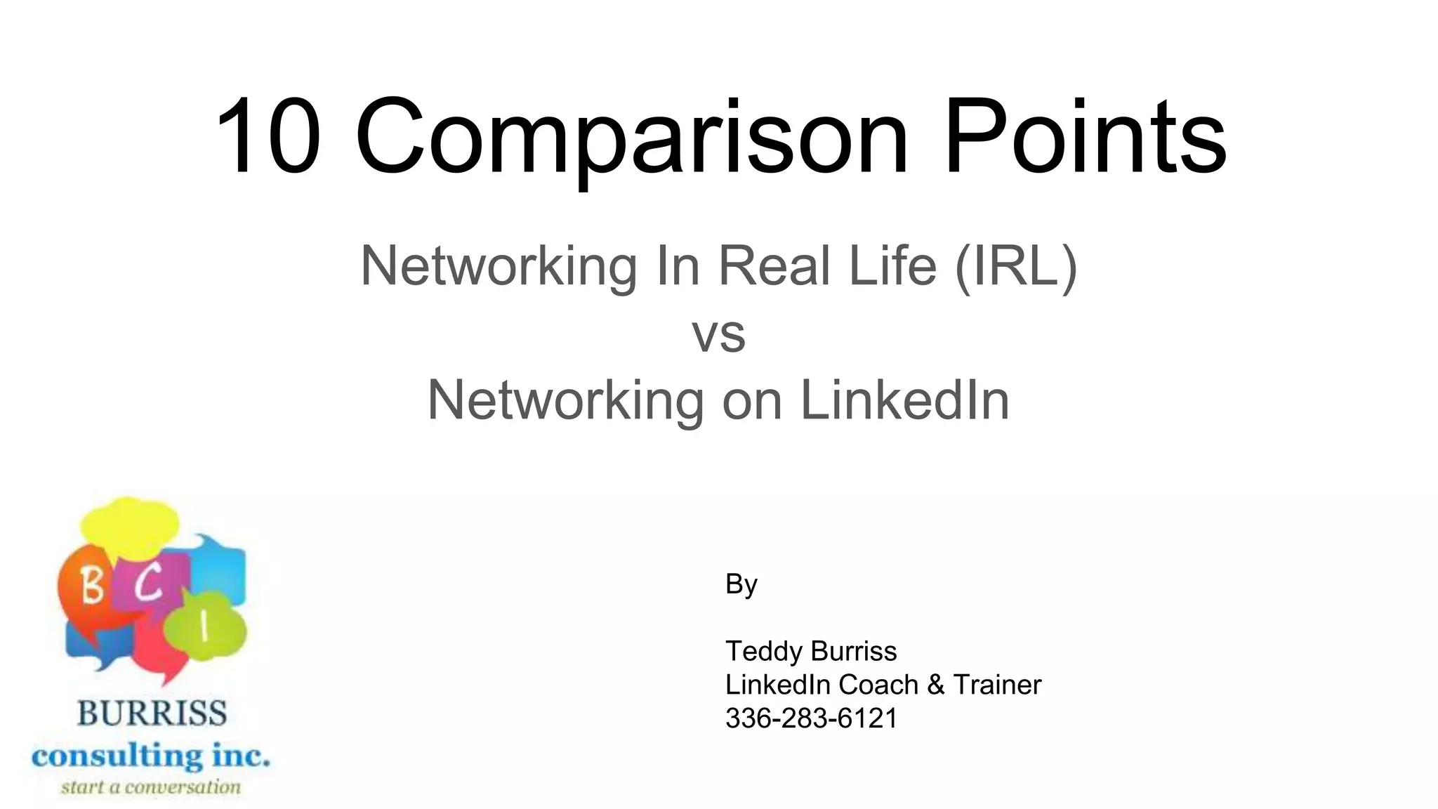 10 comparison points Networking In Real Life vs Networking on LinkedIn ...