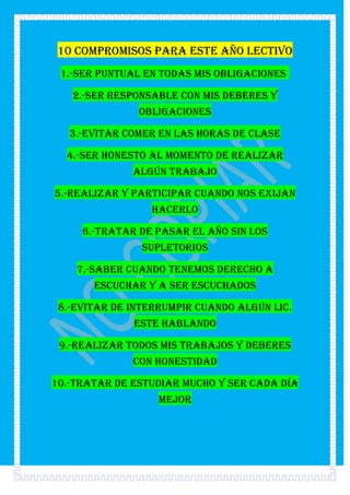 10 compromisos para este año lectivo | DOCX