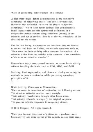 10Consciousness© 2019 Cengage. All rights reserved. | DOCX