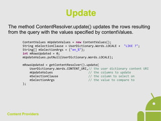Android App Development - 10 Content providers | PPT