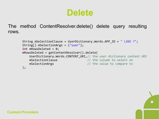 Android App Development - 10 Content providers | PPT