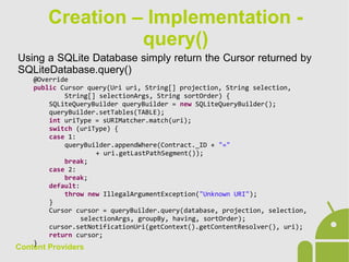 Android App Development - 10 Content providers | PPT